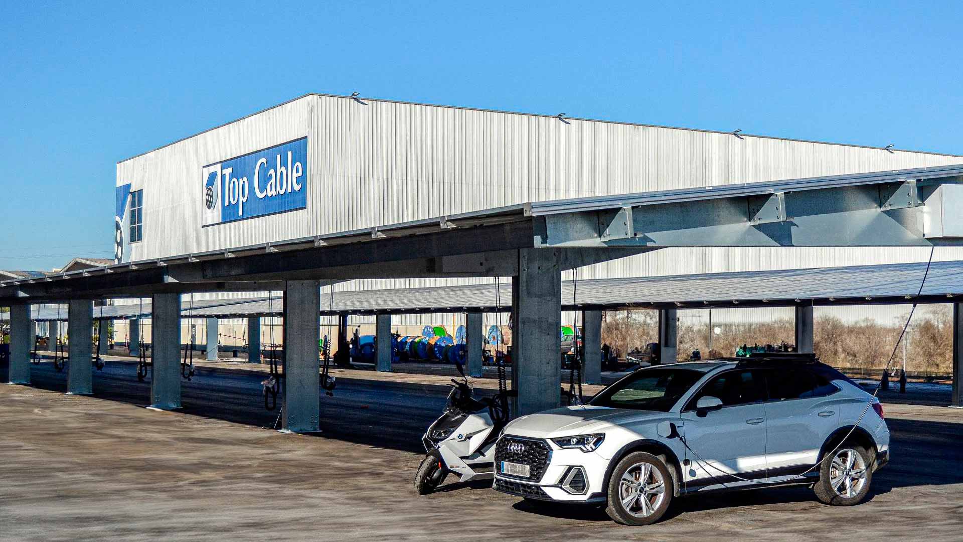 Installation of 5 photovoltaic canopies with electric vehicle charging ...